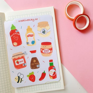 Cute Sauces Sticker Sheet | Condiments Stickers, Journal Stickers - Etsy