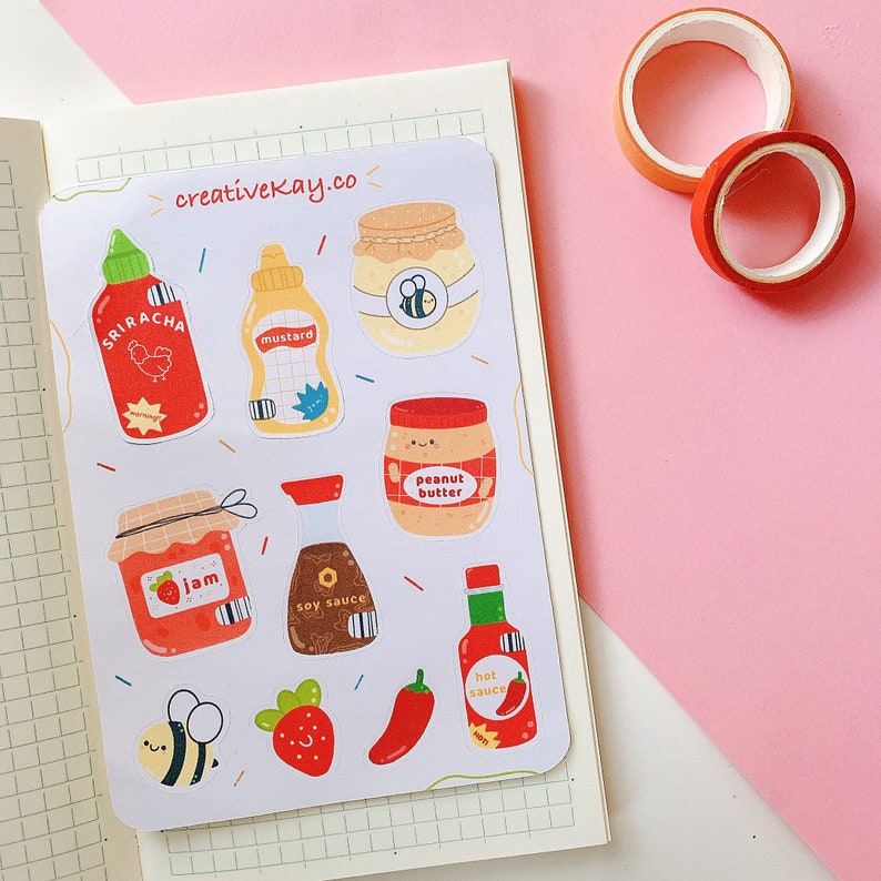 Cute Sauces Sticker Sheet Condiments Stickers Journal - Etsy