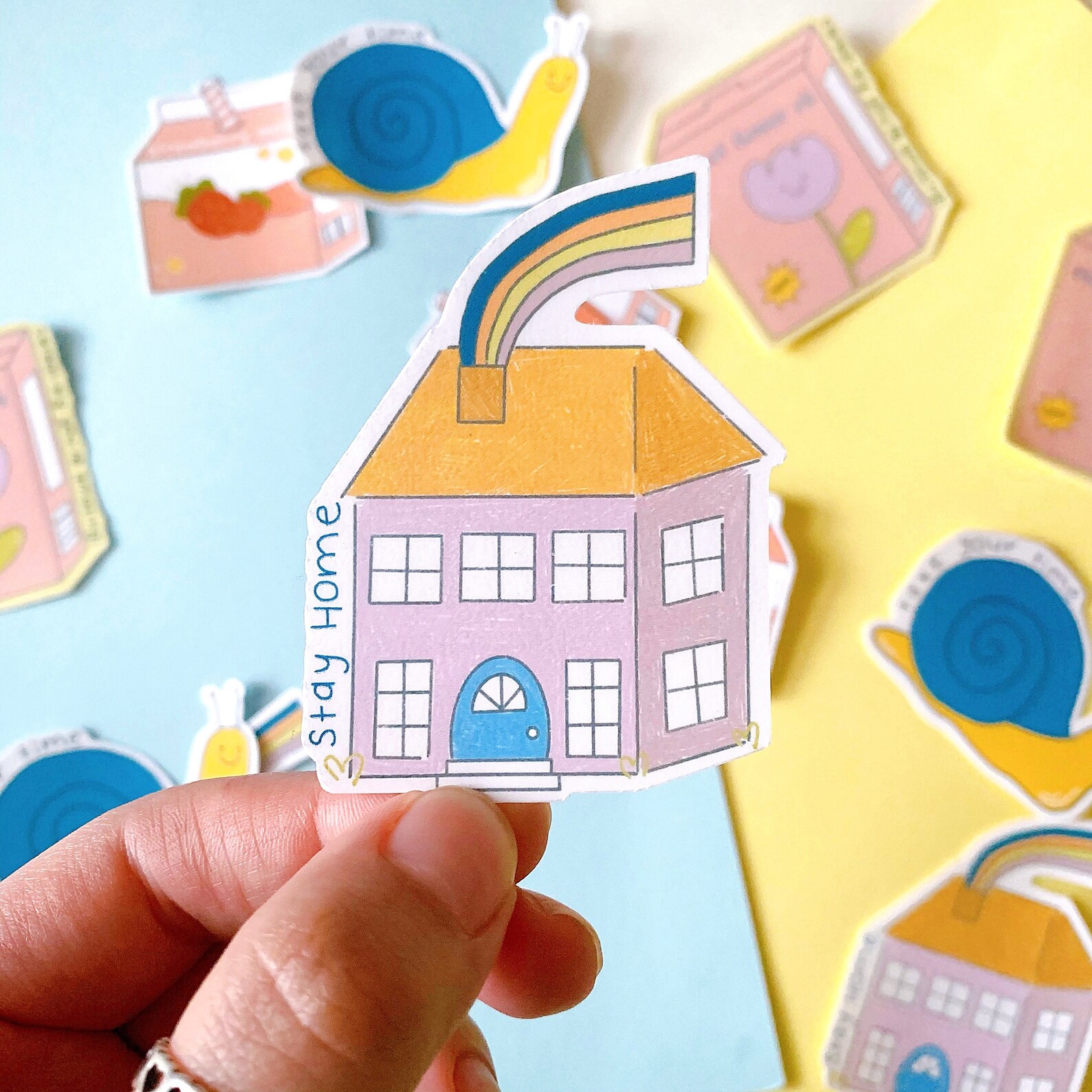 Cute Colorful House stay Home Die Cut Sticker Laptop - Etsy