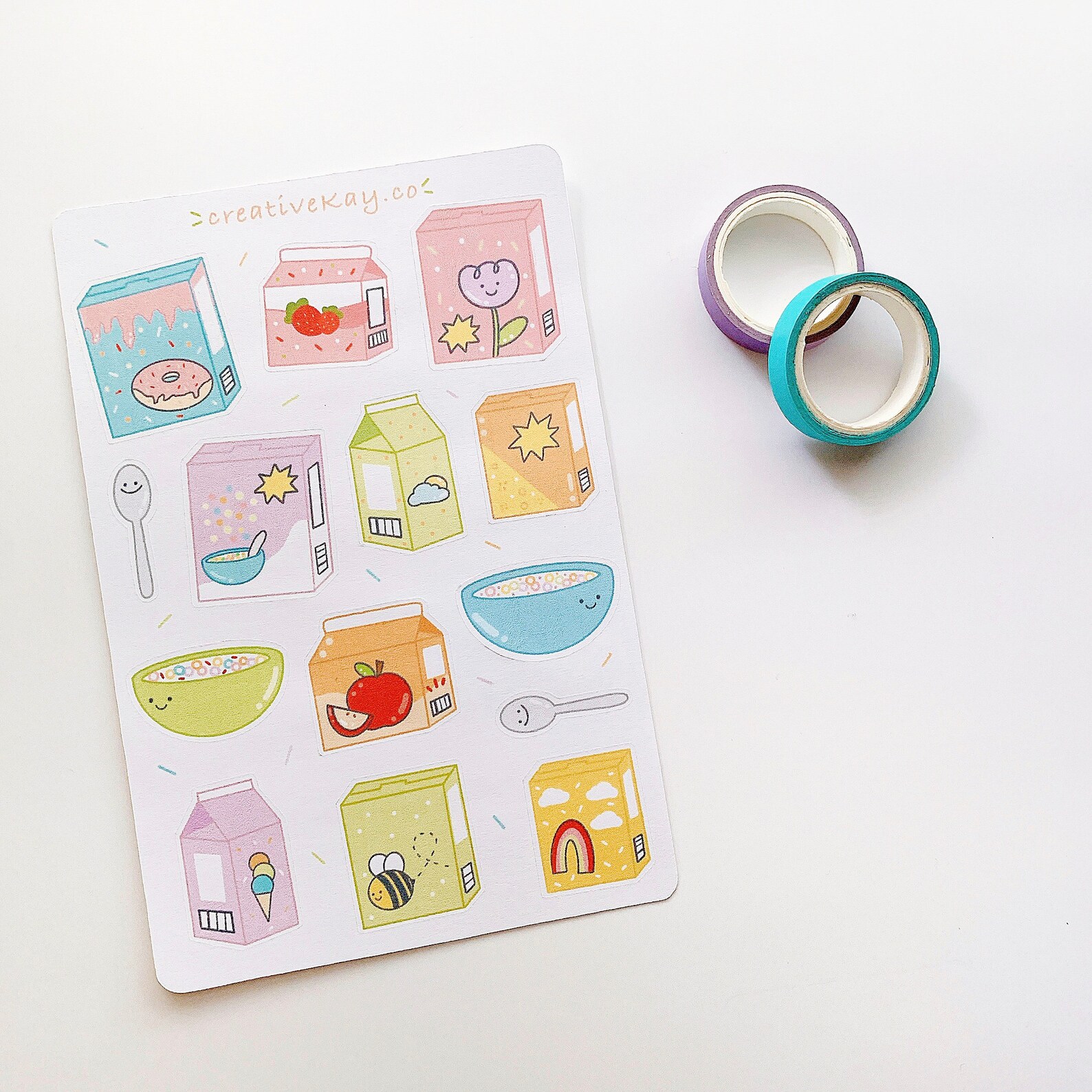 Cereal Sticker Sheet, Journal Stickers, Planner Stickers, Cute Stickers ...