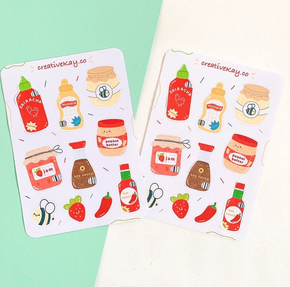 Cute Sauces Sticker Sheet Condiments Stickers Journal - Etsy