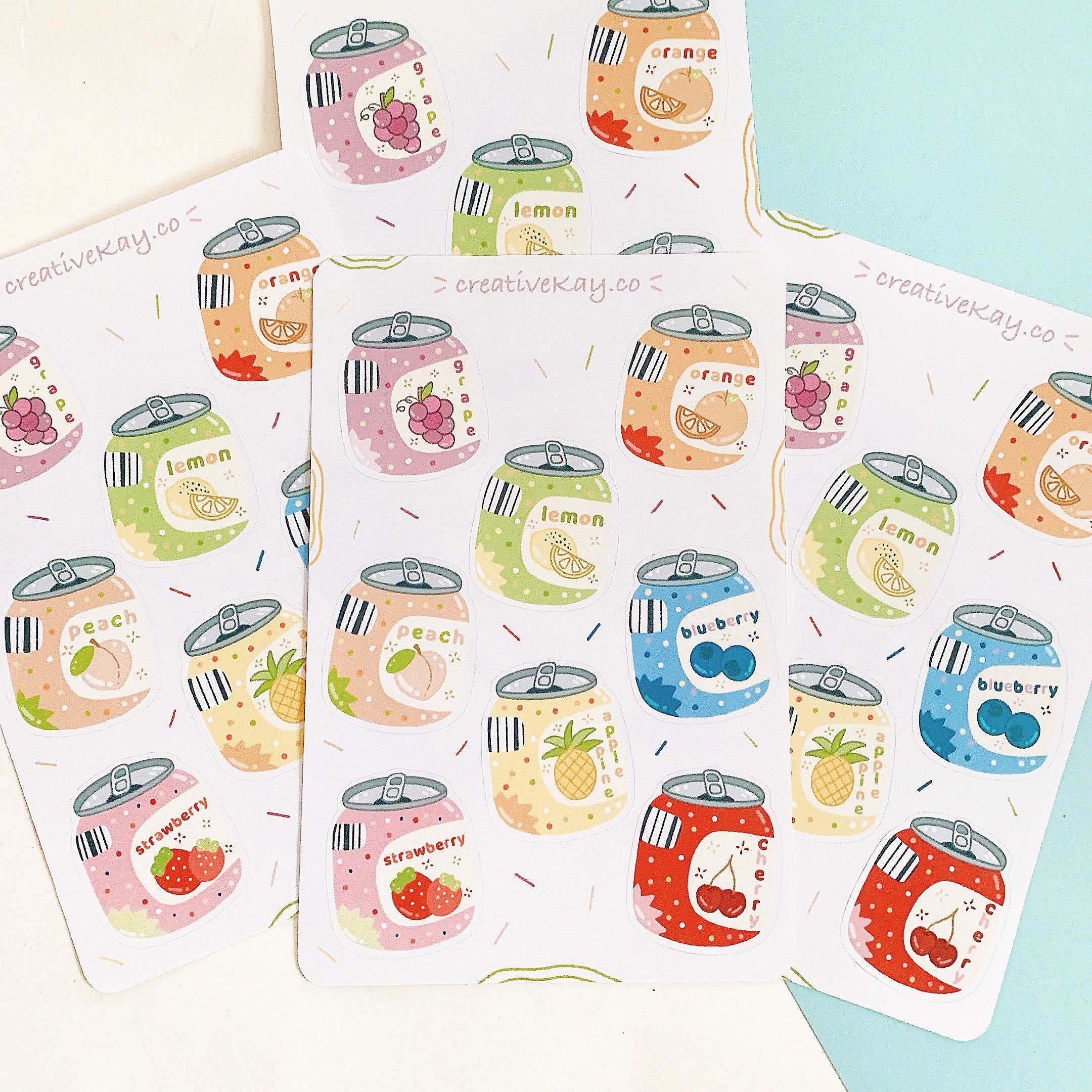 Cute Fruit Mini Drinks Sticker Sheet | Journal Stickers - Etsy