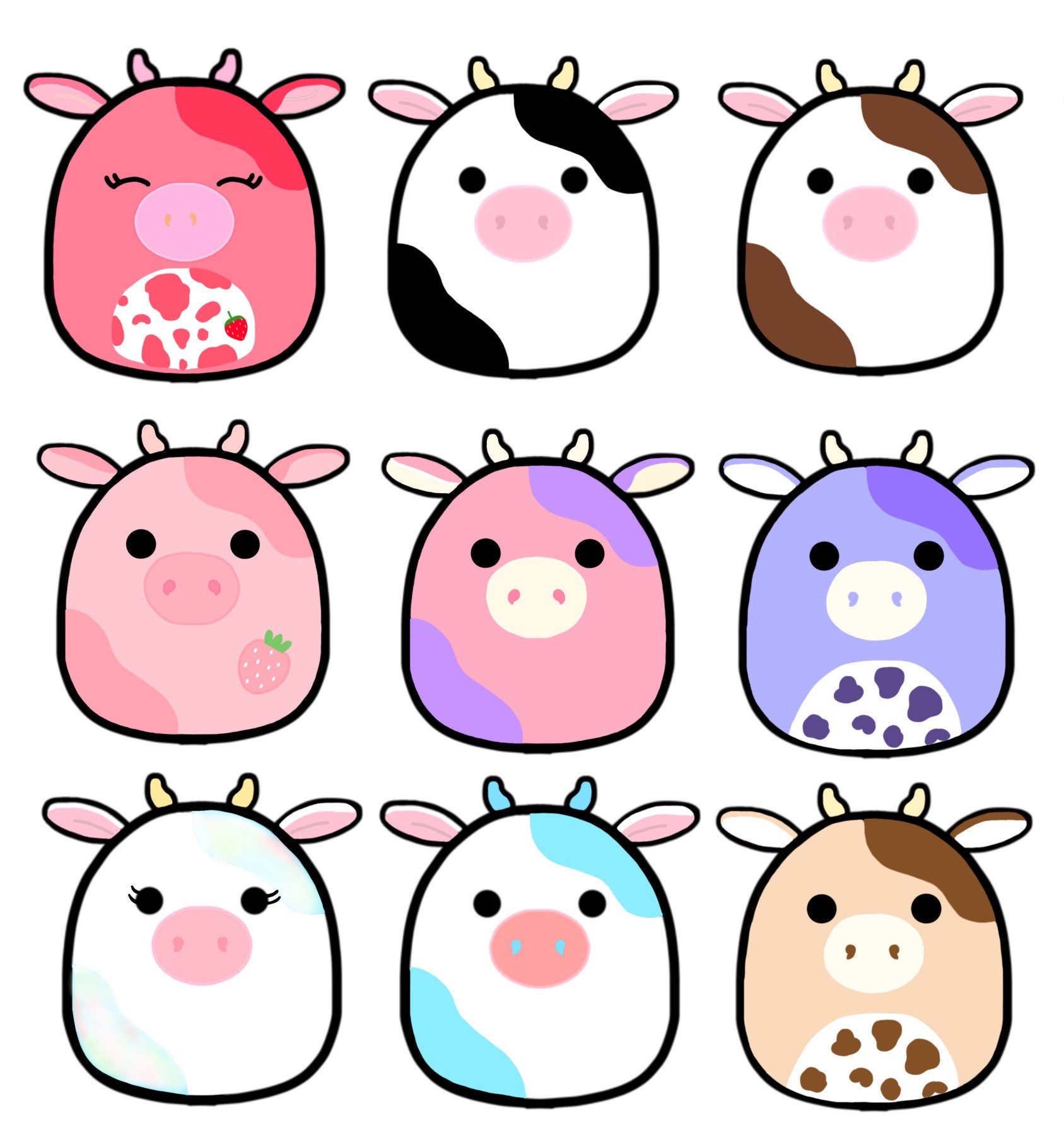 Cow Squish Stickers - Etsy
