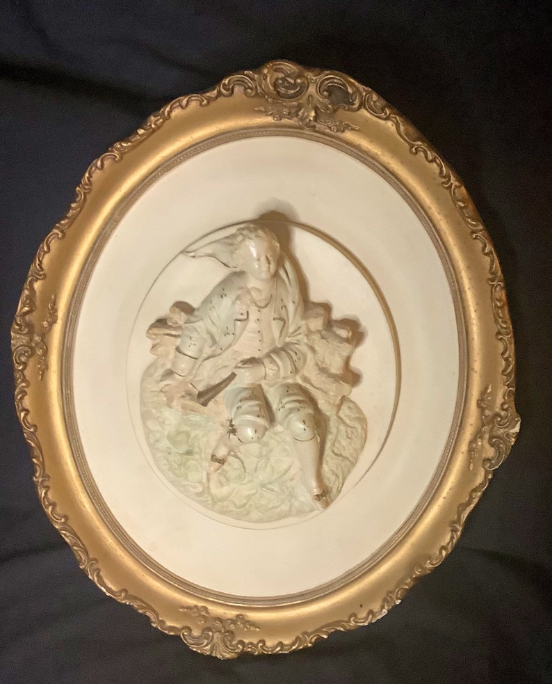 Vintage Alexander Backer Co. 3D Chalkware Wall Plaque in Gold | Etsy