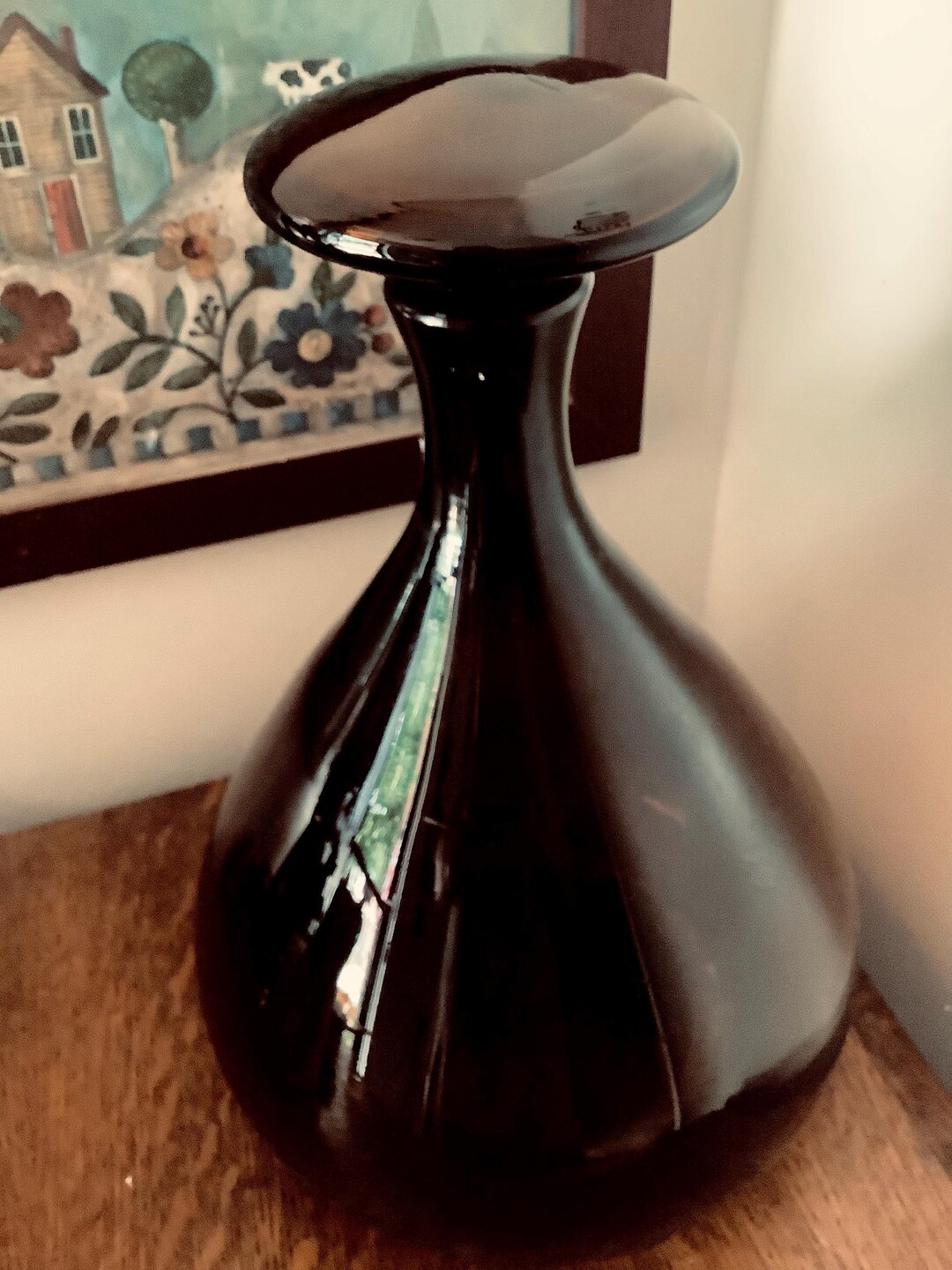 Vintage Italian Glass Pear Shaped Decanter- Collectable Italian Glass ...