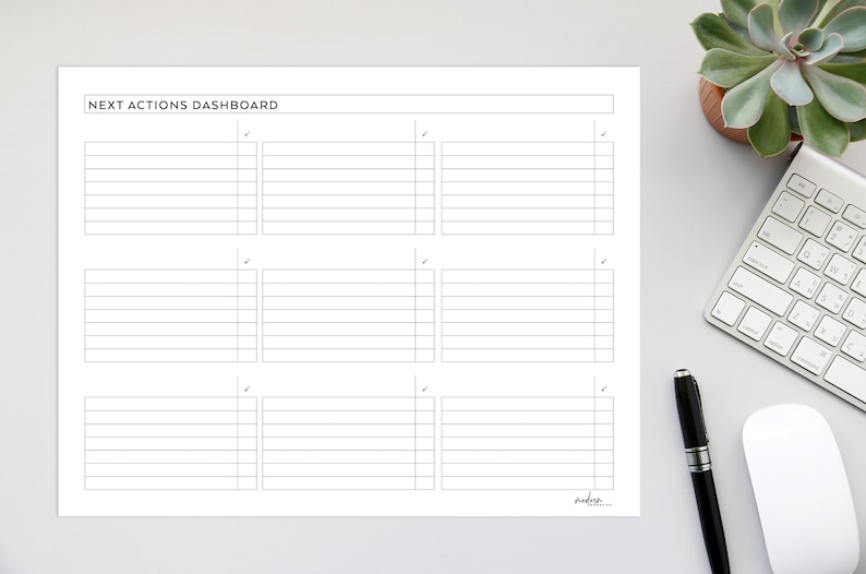Next Action Dashboard, Next Actions, Printable, to Do List, Getting ...