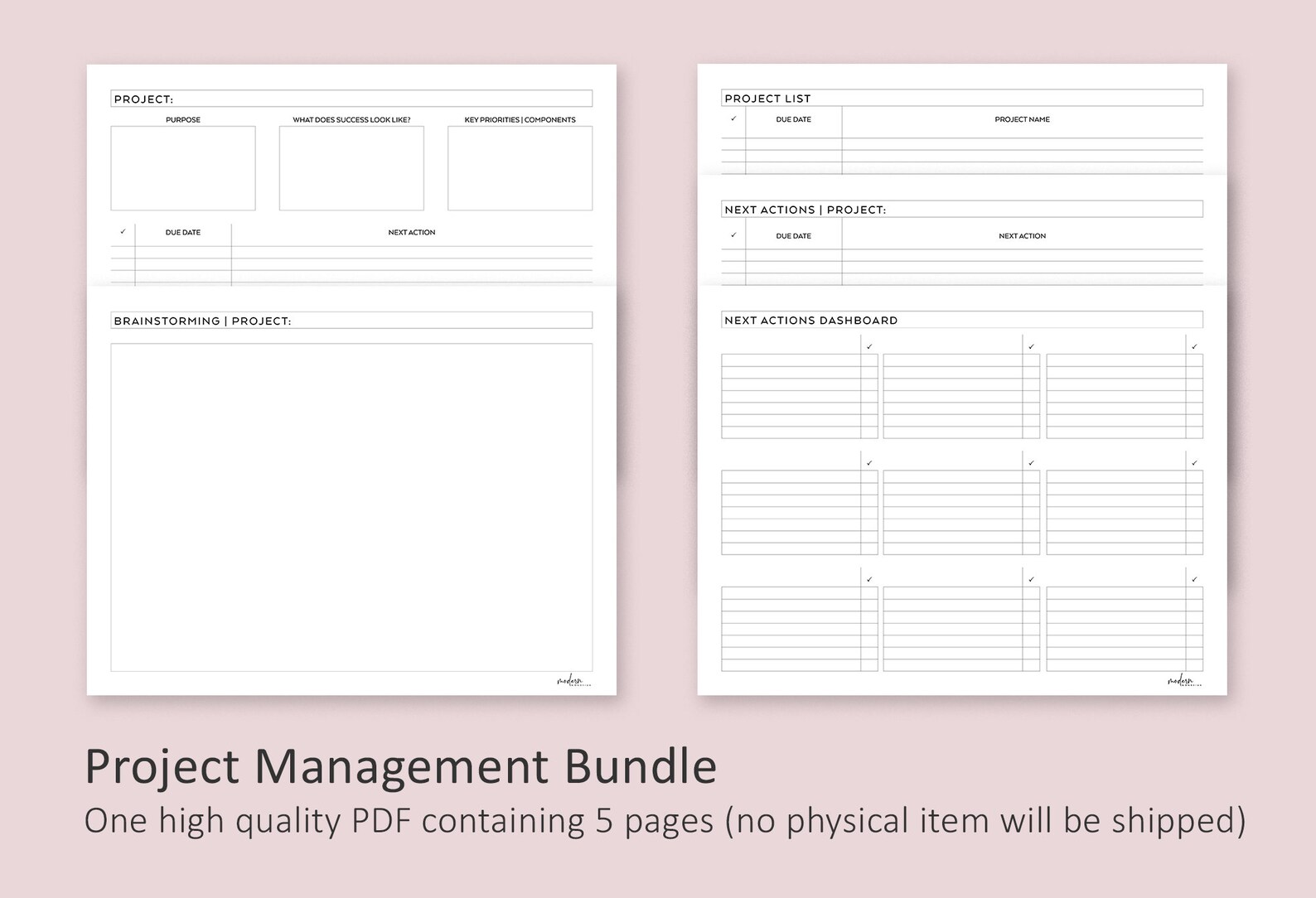 Project Planning Bundle, Project Planner, Next Actions, Planner ...