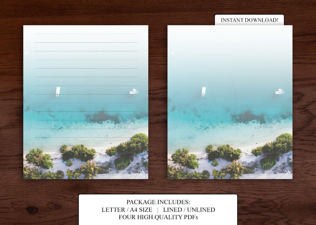 Printable Stationery Letter Size / A4 Size Lined / Unlined Digital ...