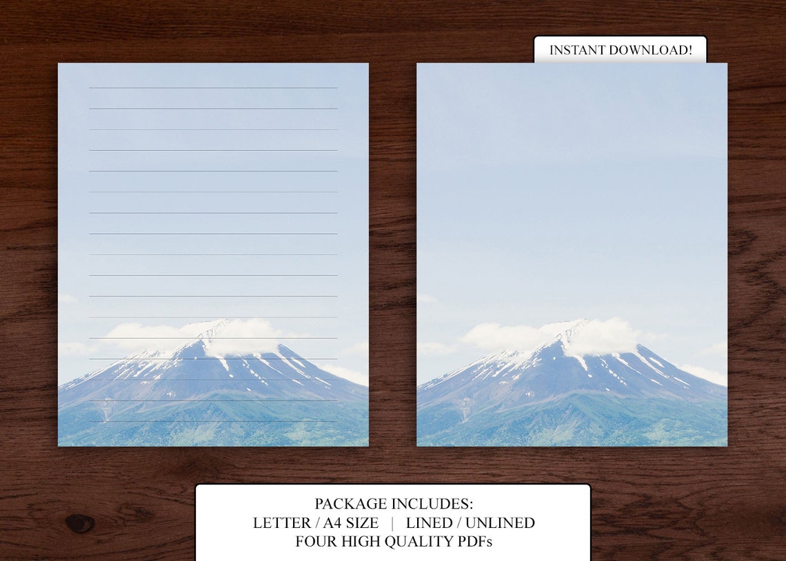 Mt Fuji Printable Stationery Letter Size / A4 Size Lined / Unlined ...