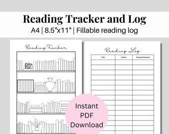 Printable Reading Tracker, Printable Reading Log, Fillable PDF, Reading ...