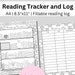Printable Reading Tracker, Printable Reading Log, Fillable PDF, Reading ...