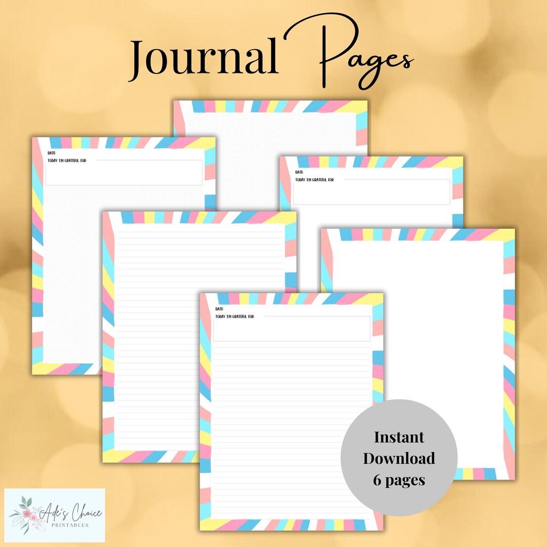 Printable Journal Pages With Date and a Section for Gratitude ...