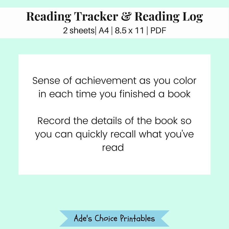 Printable Reading Tracker, Printable Reading Log, Fillable PDF ...