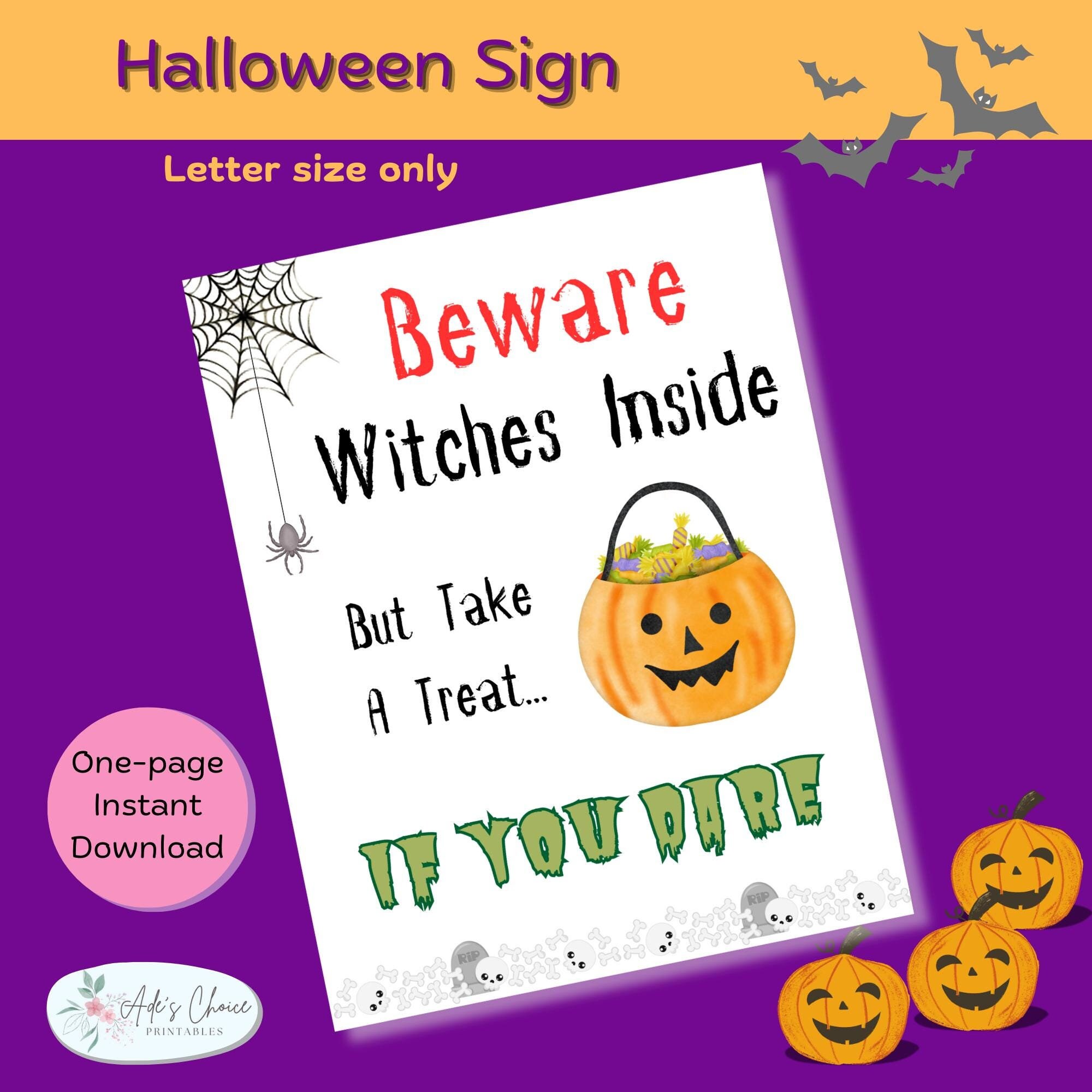 Printable Halloween Treat Sign, Halloween Candy Sign, Printable Please ...