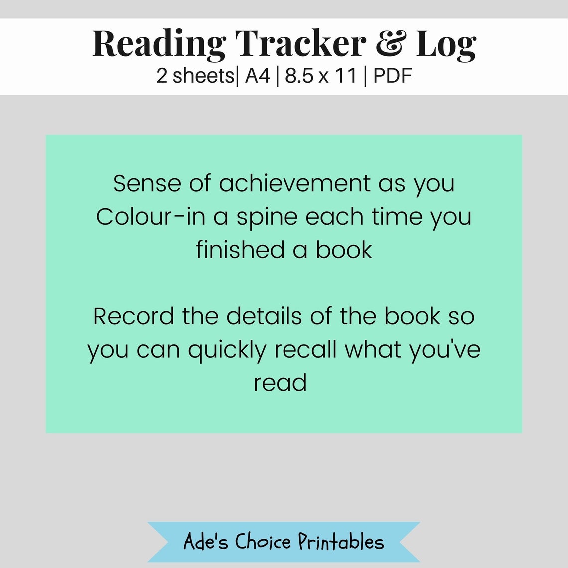 Reading Tracker, Printable Reading Log, Fillable PDF, Printable Reading ...