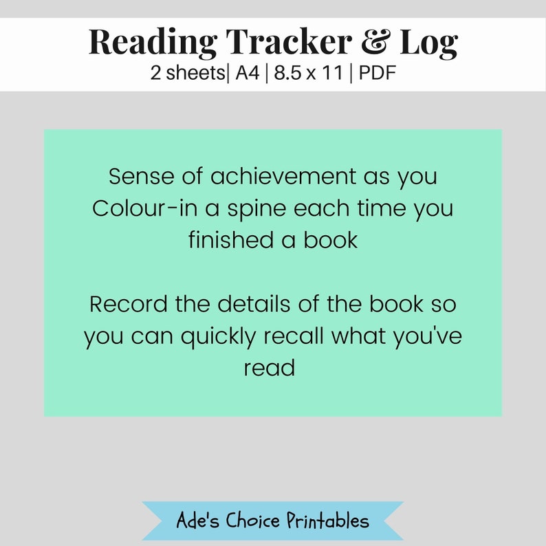 Reading Tracker, Printable Reading Log, Fillable PDF, Printable Reading ...