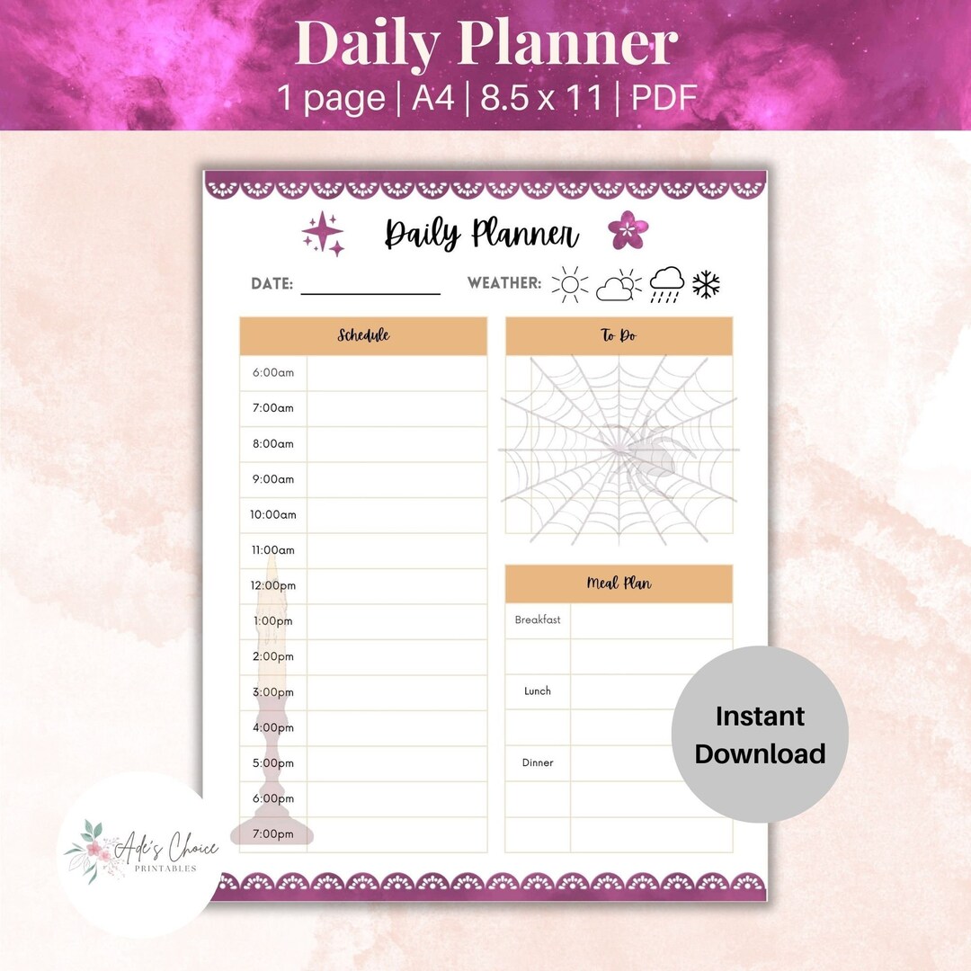 Halloween Daily Planner Printable, Hourly Schedule, Digital Planner ...