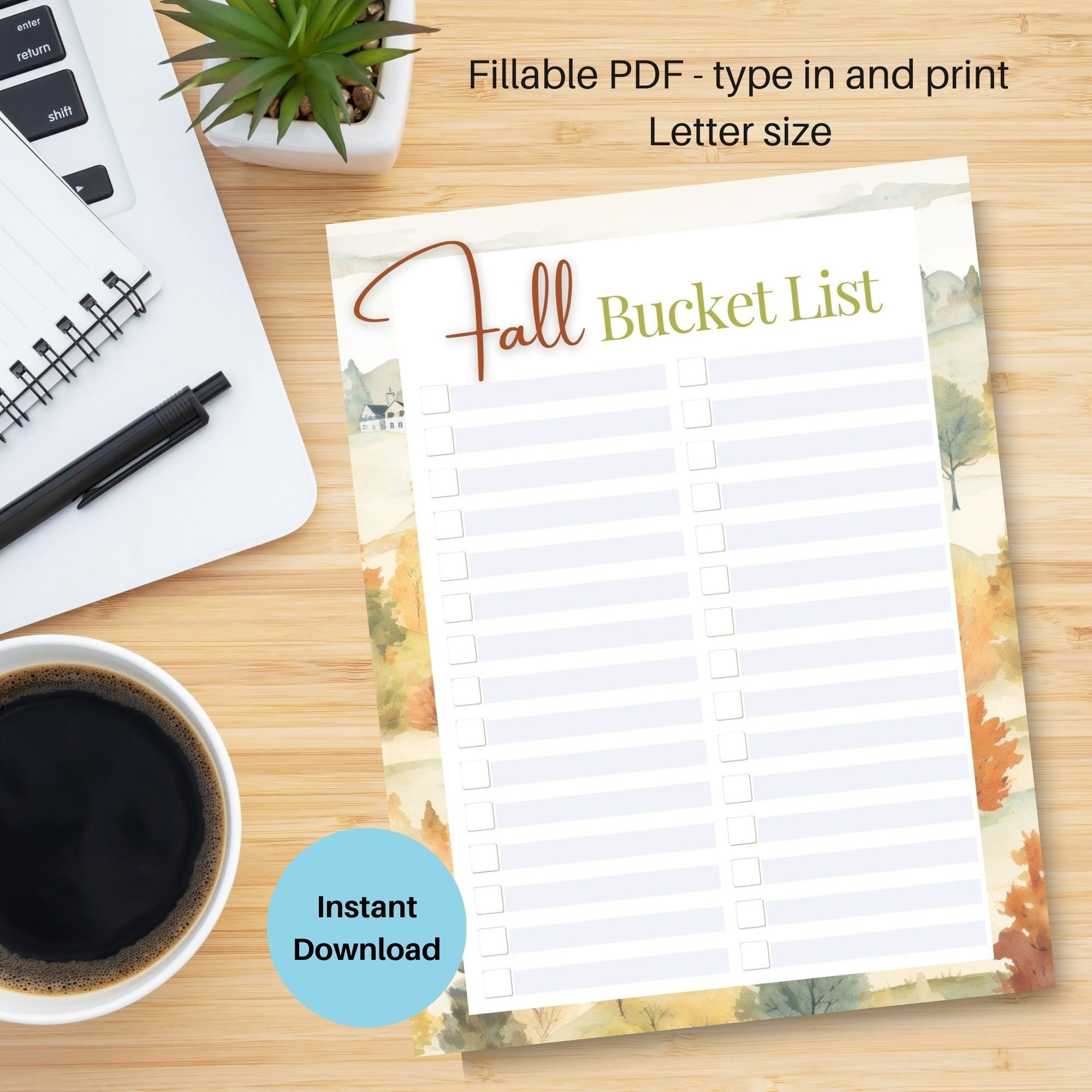 Fillable Fall Bucket List Printable, Autumn Activities Checklist, Fun ...