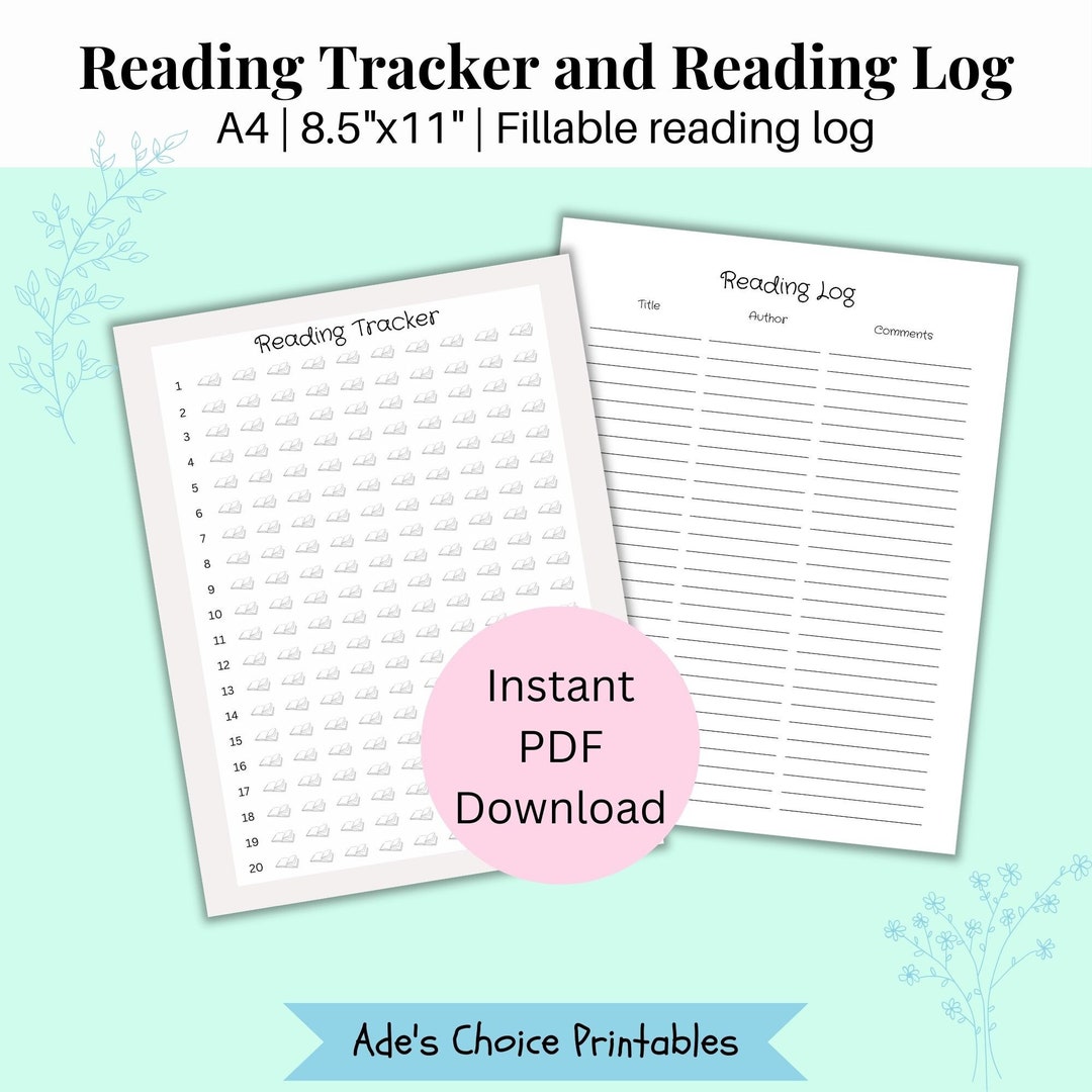 Printable Reading Tracker, Printable Reading Log, Fillable PDF ...