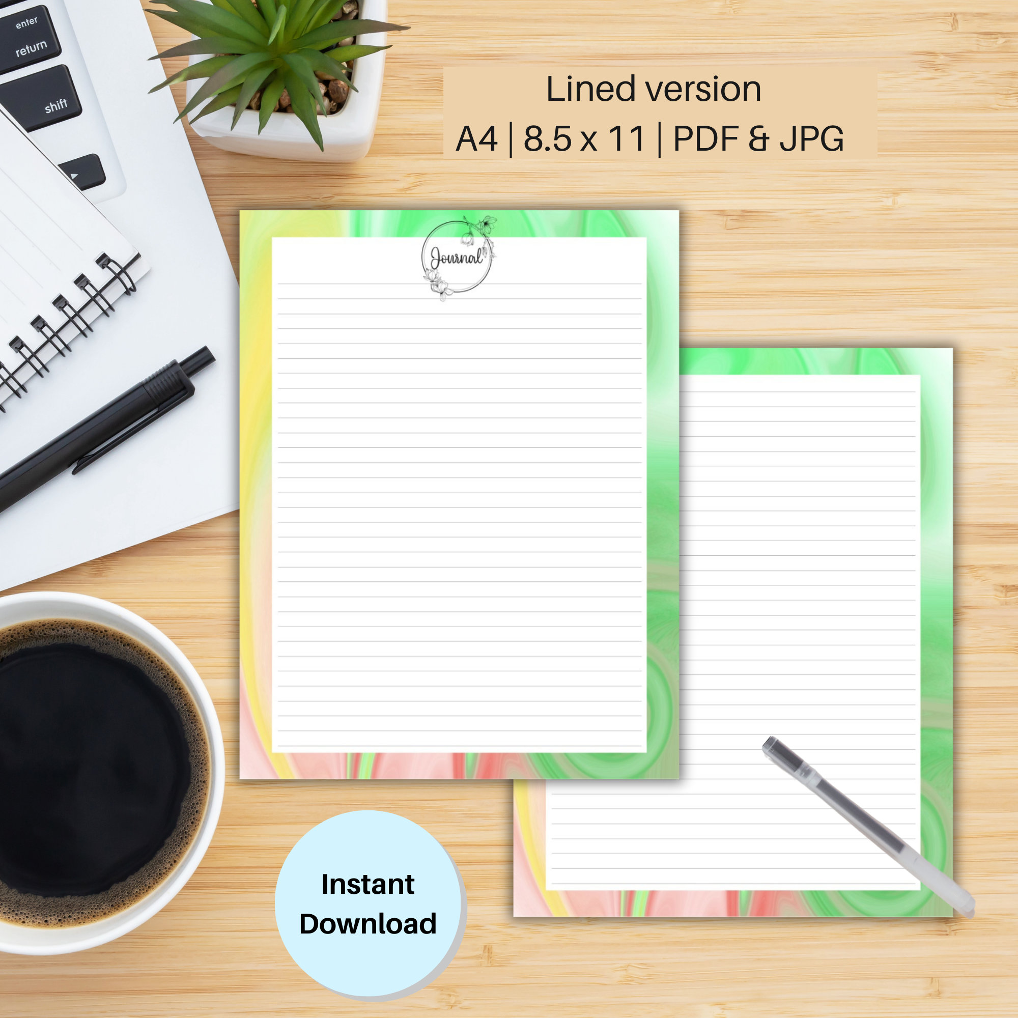 Printable Journal Pages, Lined Journal Pages, Writing Paper Download ...