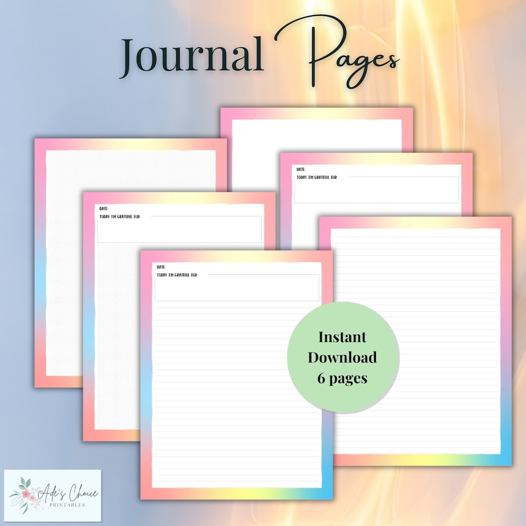 Printable Journal Pages, Lined & Blank Stationery (PDF) - Etsy