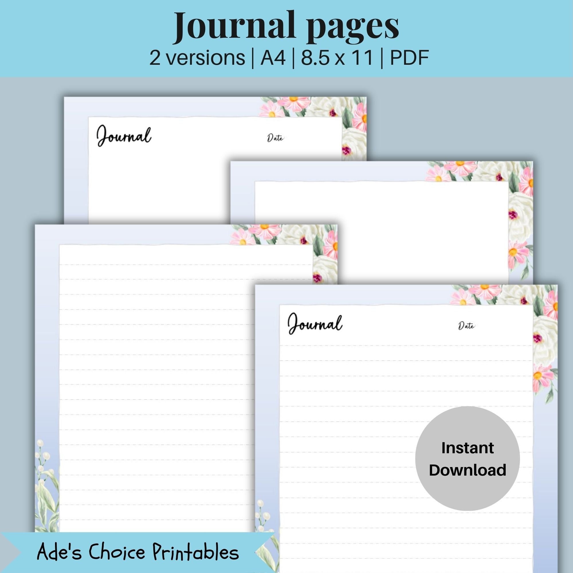 Printable Stationery Paper, Blank Lined Journal Pages, Writing Paper ...