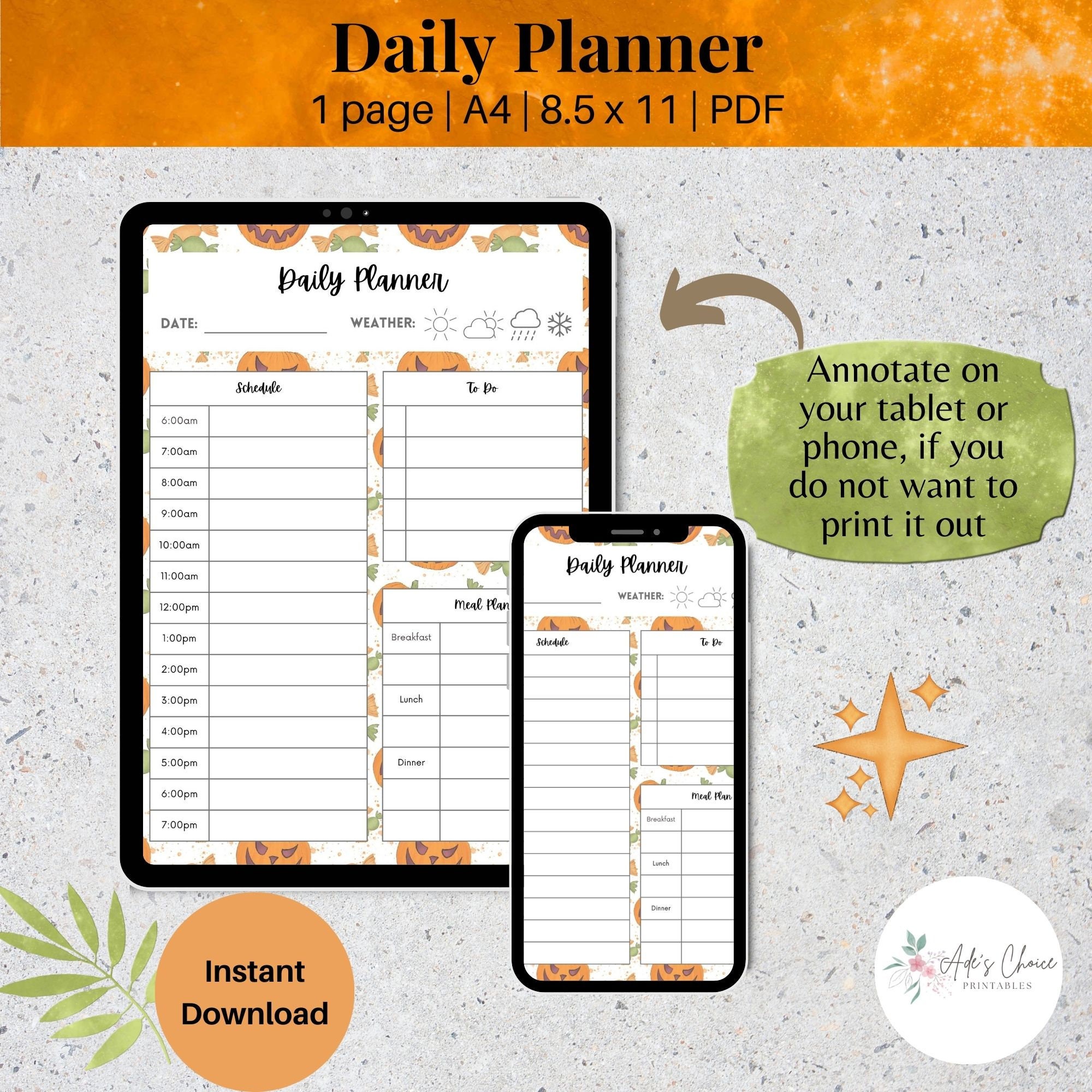 Halloween Printable Daily Planner Meal Planning To-do List - Etsy