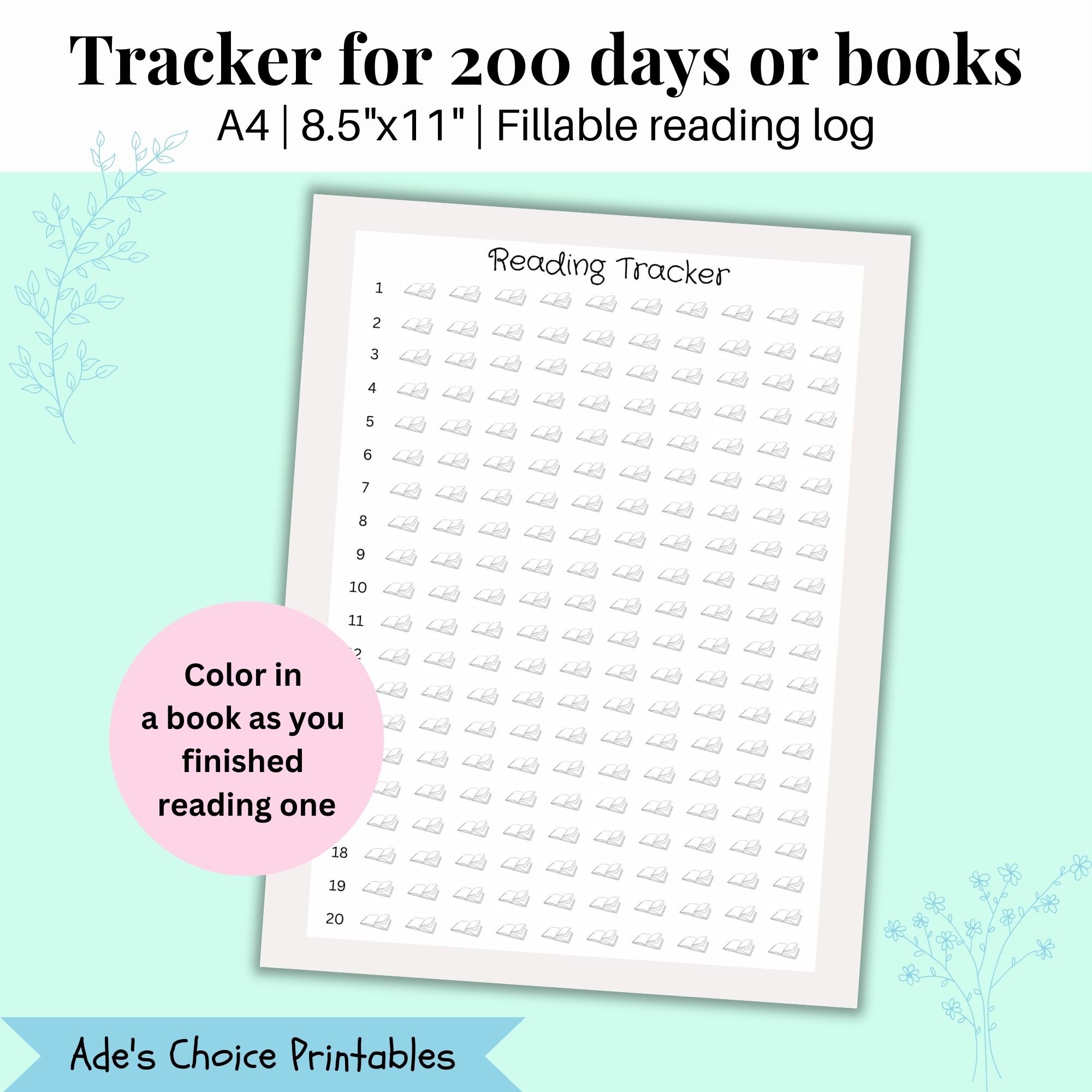 Printable Reading Tracker, Printable Reading Log, Fillable PDF ...