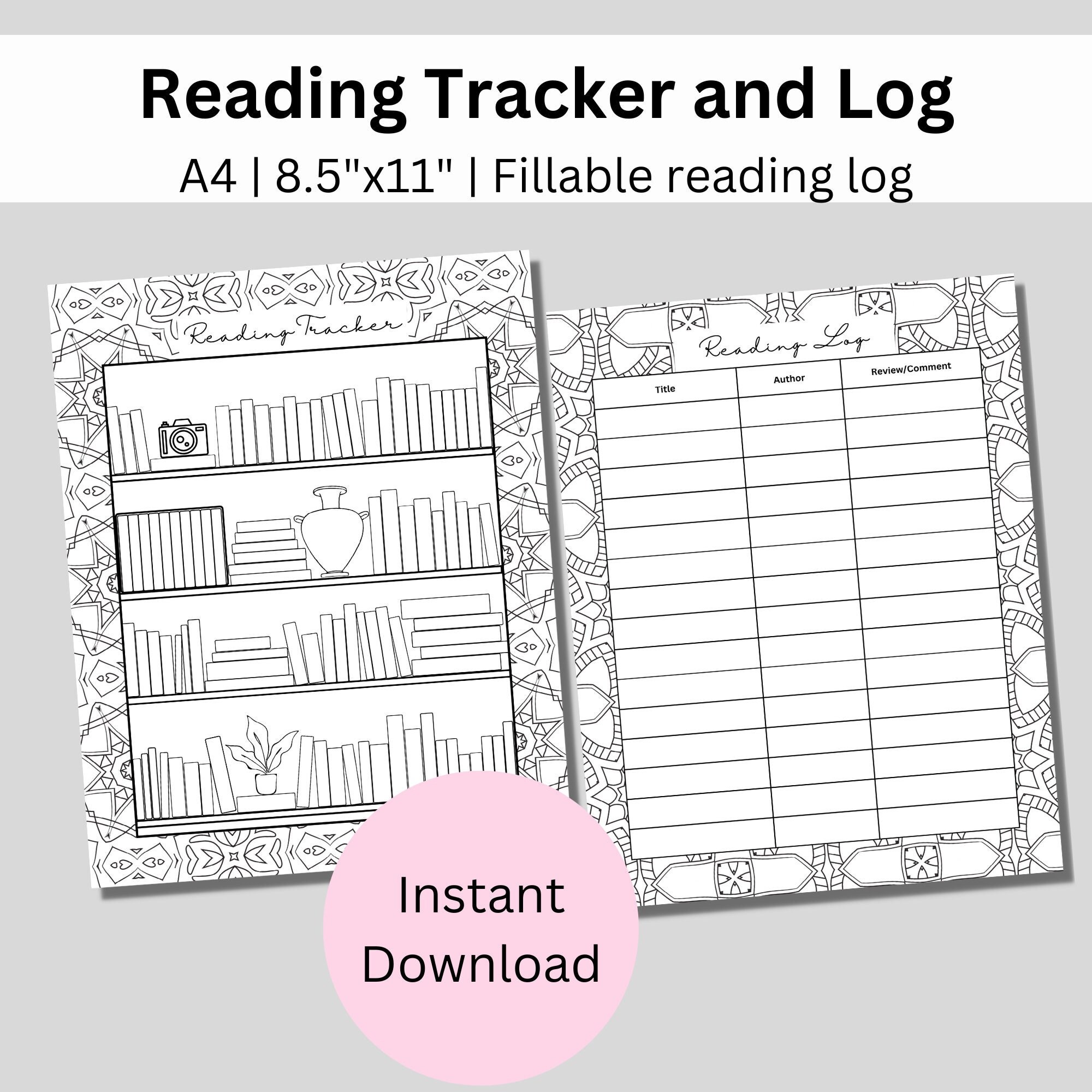 Printable Reading Tracker, Printable Reading Log, Fillable PDF, Reading ...