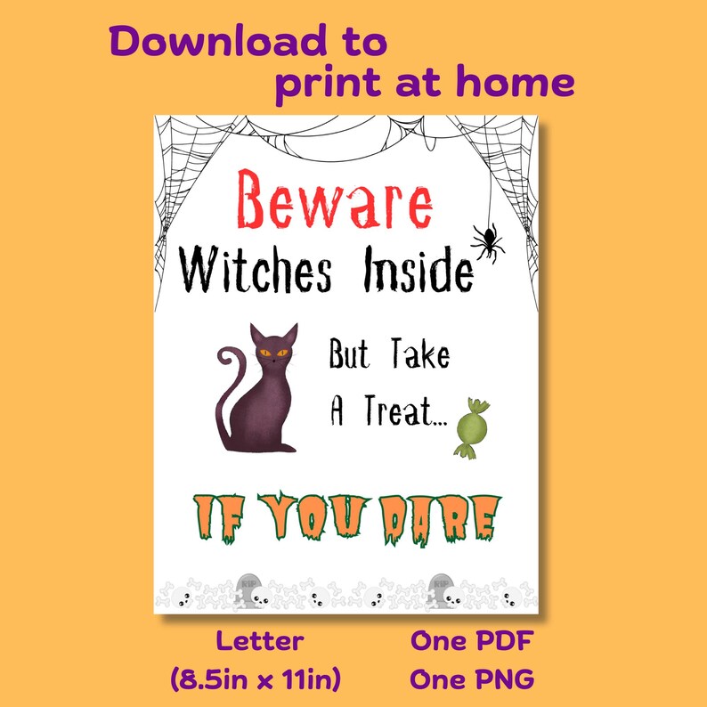 Printable Halloween Treat Sign, Halloween Candy Sign, Printable Please ...