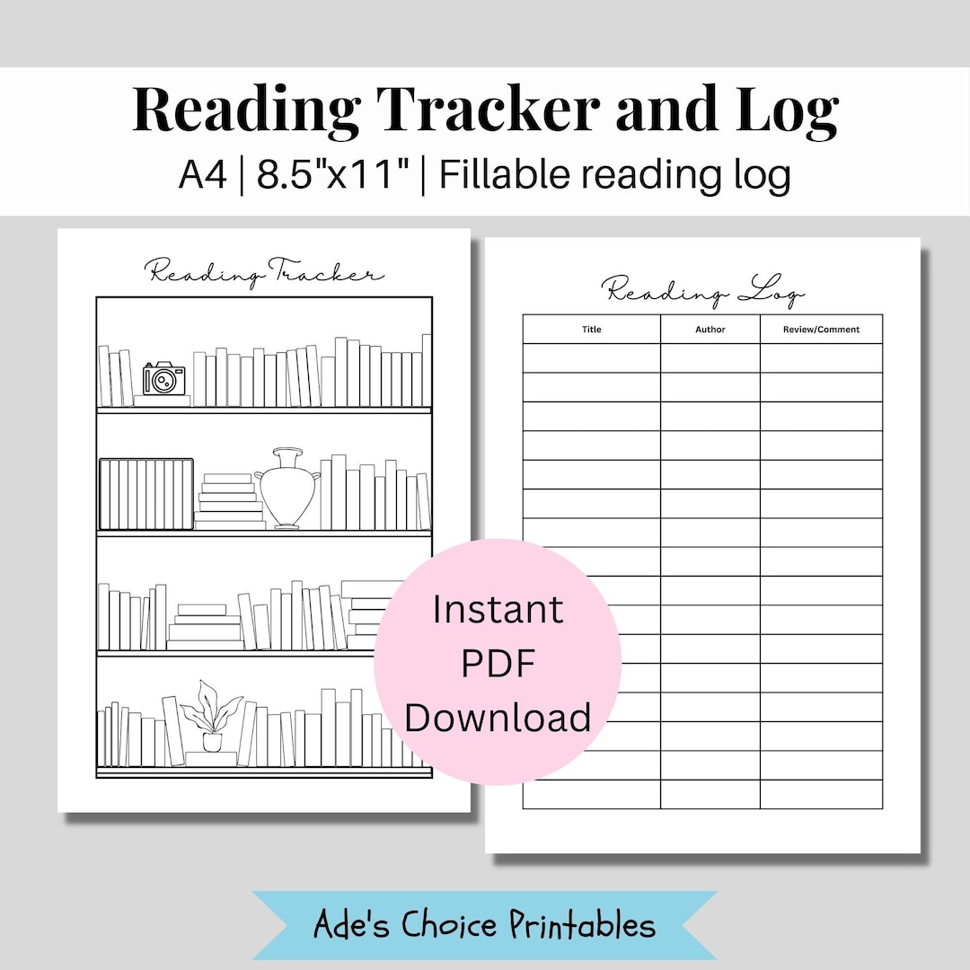 Reading Tracker, Printable Reading Log, Fillable PDF, Printable Reading ...