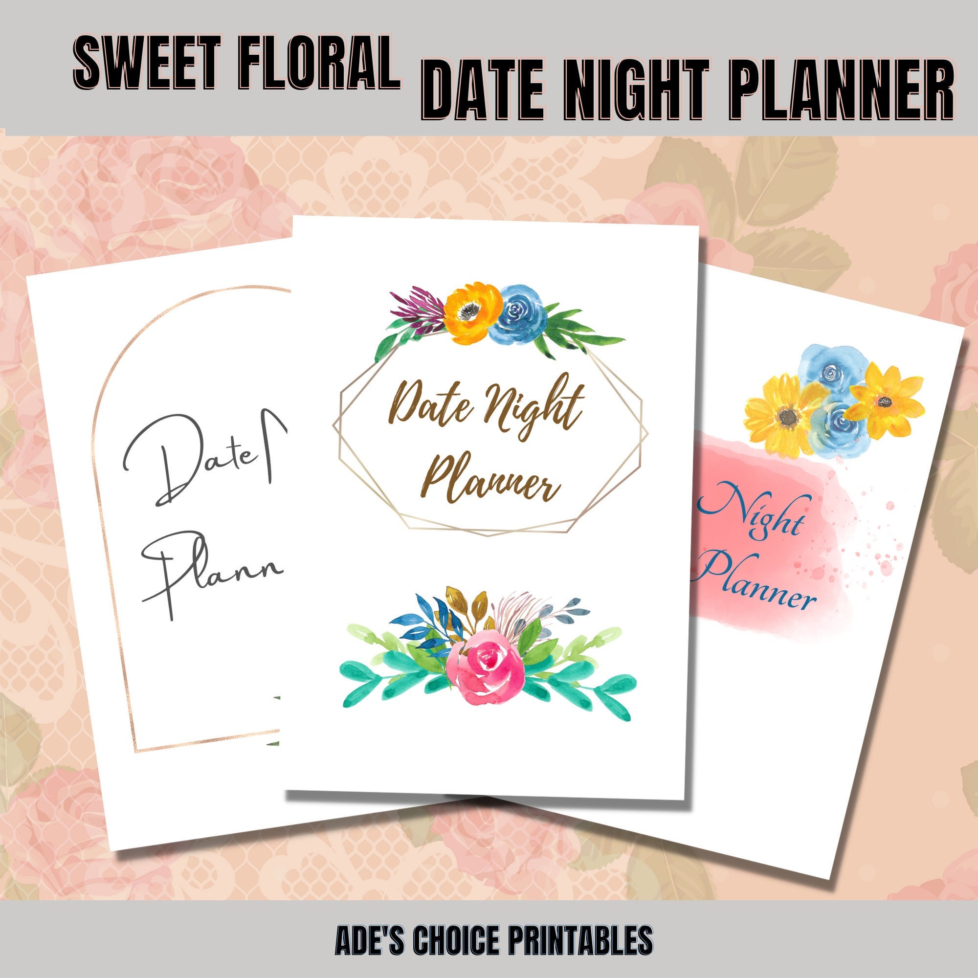 Date Night Planner Printable, Budget Date Night Ideas, Undated Monthly ...