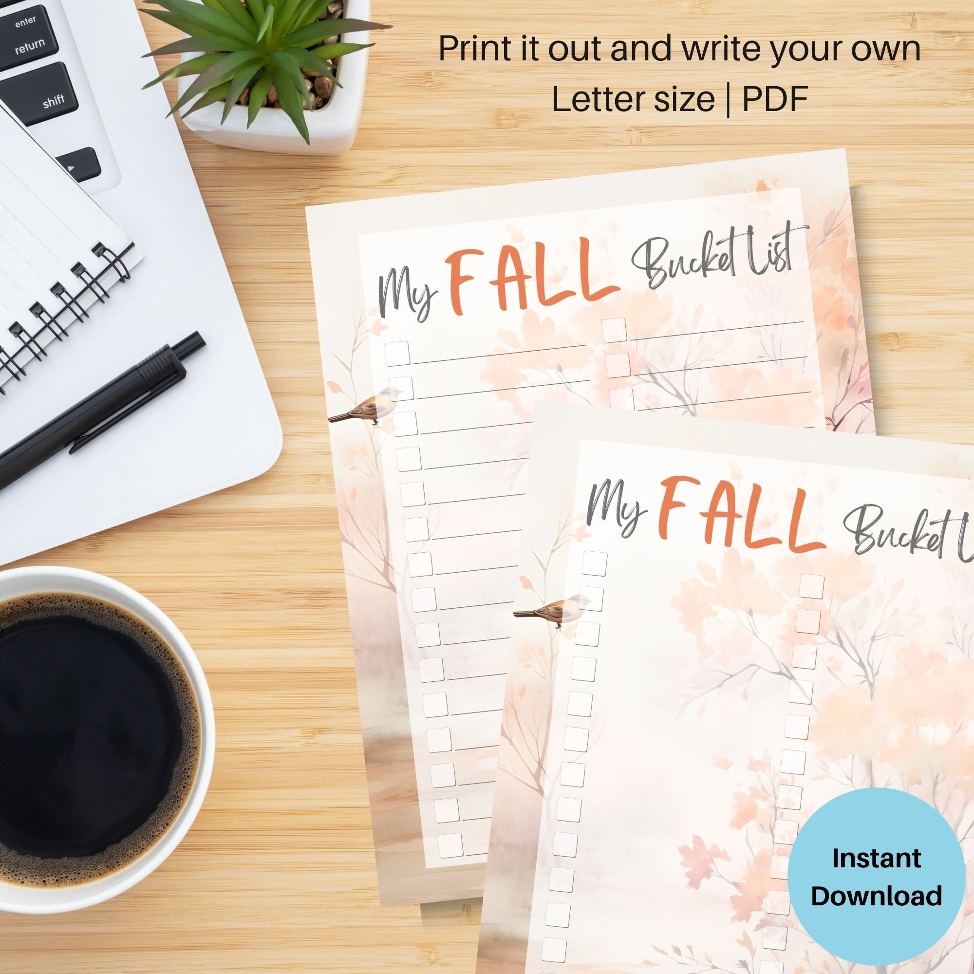 Fall Bucket List Printable, Fillable Printable Fall Bucket List, Custom ...