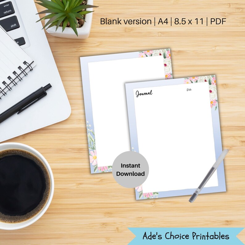 Printable Stationery Paper Blank Lined Journal Pages Writing - Etsy