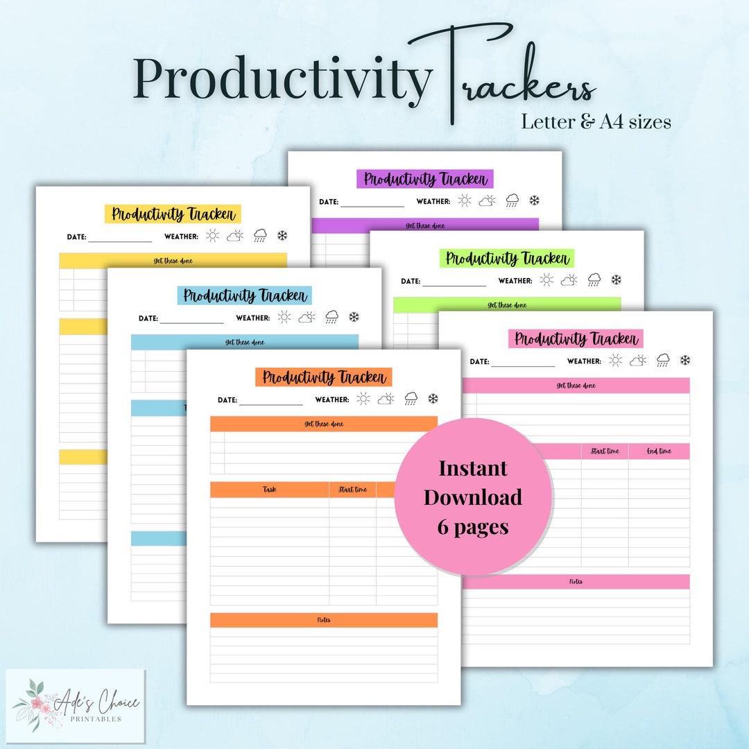 Printable Productivity Trackers, Productivity Planner, Notes, To-do ...