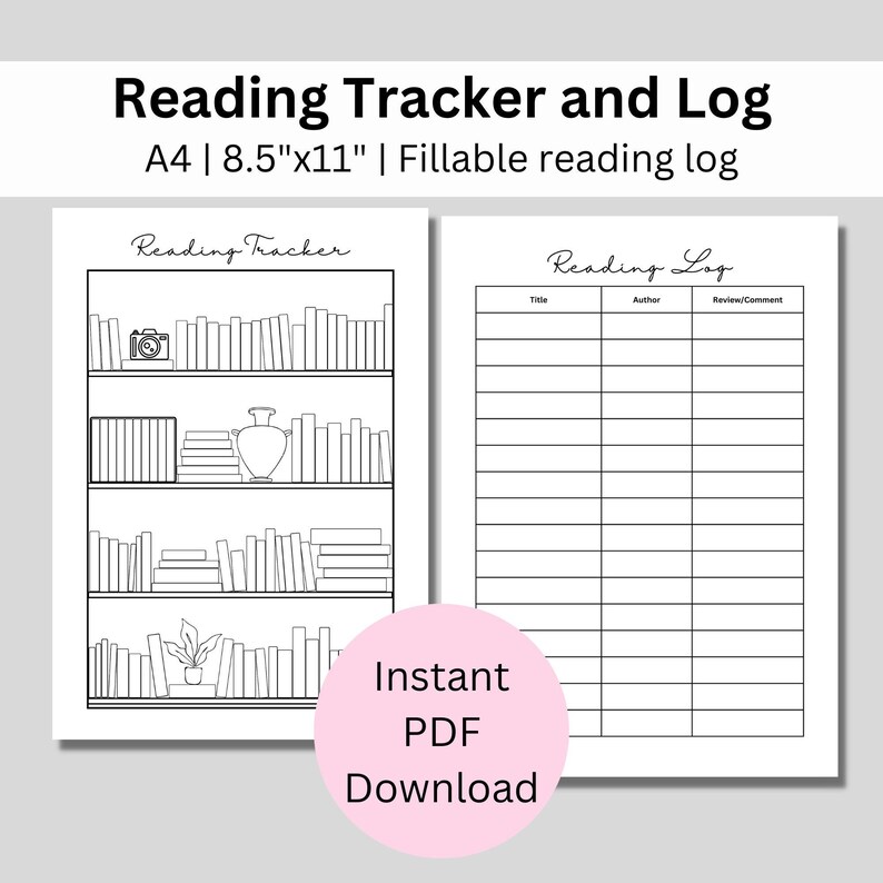 Reading Tracker Printable Reading Log Fillable PDF Printable - Etsy