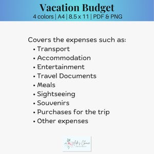 Vacation Budget Printable, Holiday Expenses, Travel Budget Tracker, PDF ...