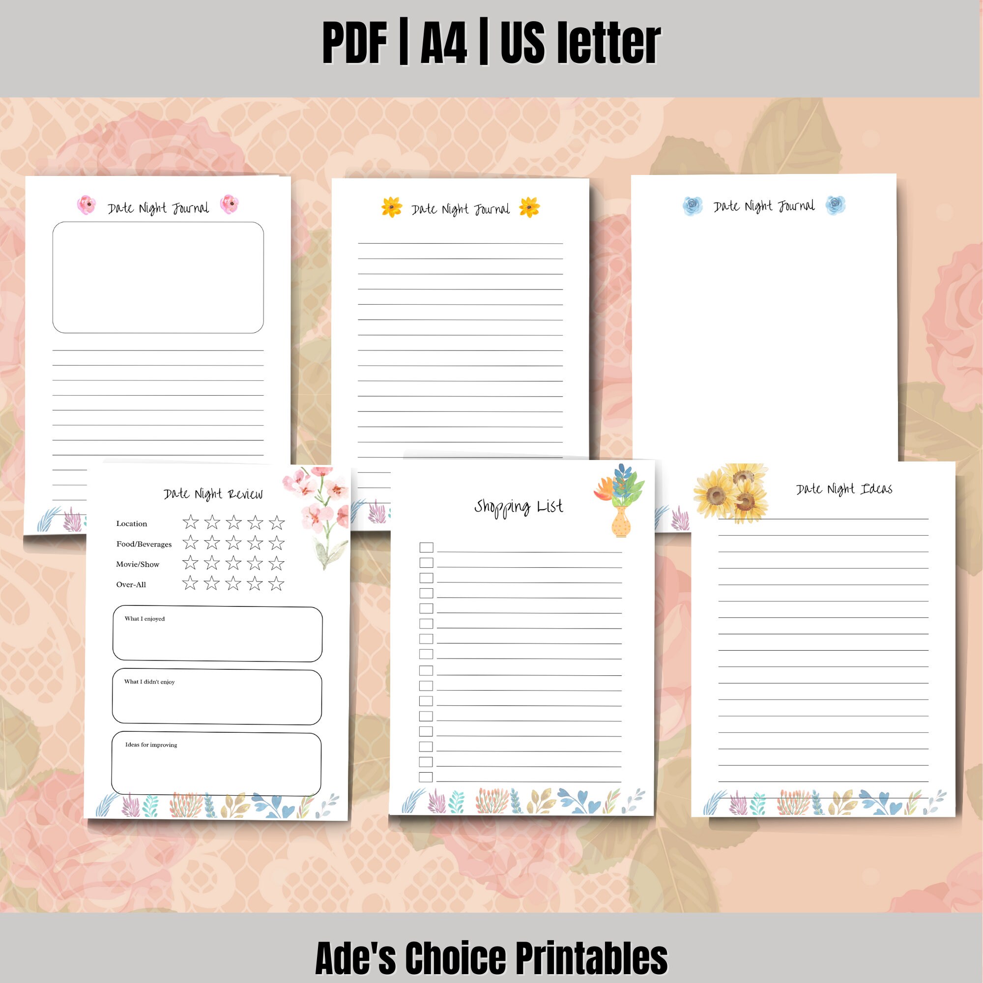 Date Night Planner Printable, Budget Date Night Ideas, Undated Monthly ...