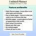 Undated Planner Printable, Monthly PDF, Planner Download, Single Page ...