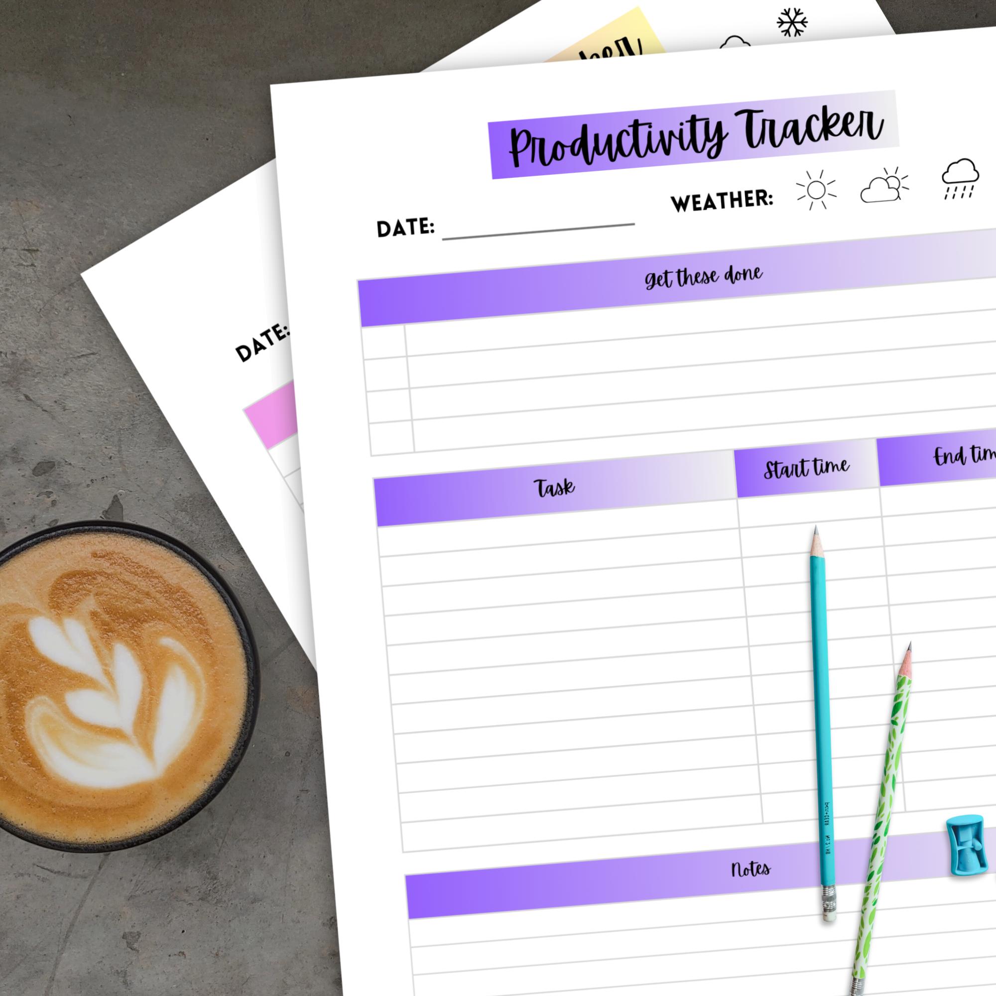 Printable Productivity Planner, Productivity Tracker, Notes, To-do List ...