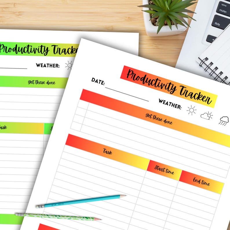 Printable Productivity Planner, Productivity Tracker, Notes, To-do List ...