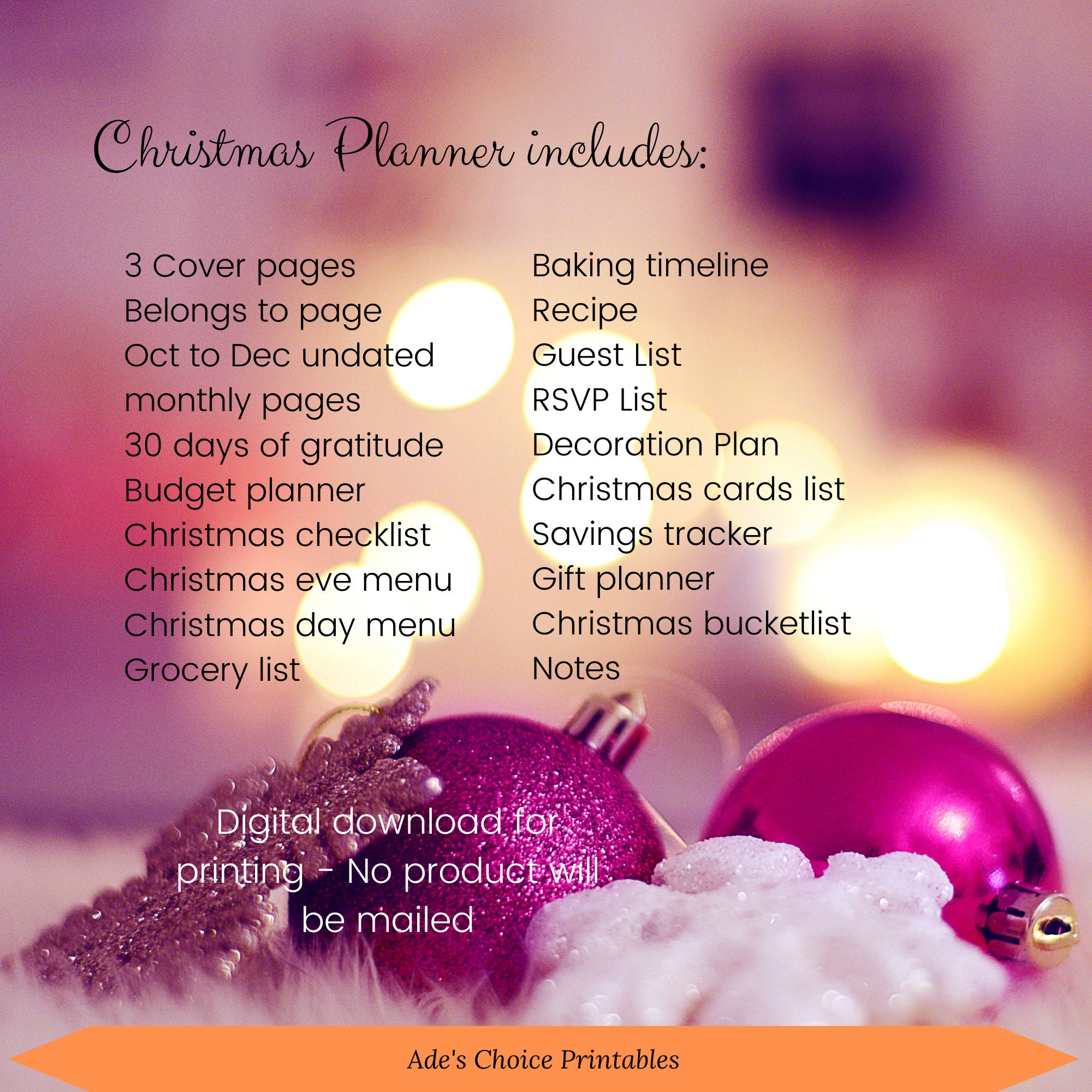 Christmas Holiday Planner Printable, Christmas Party Planner, Holiday ...