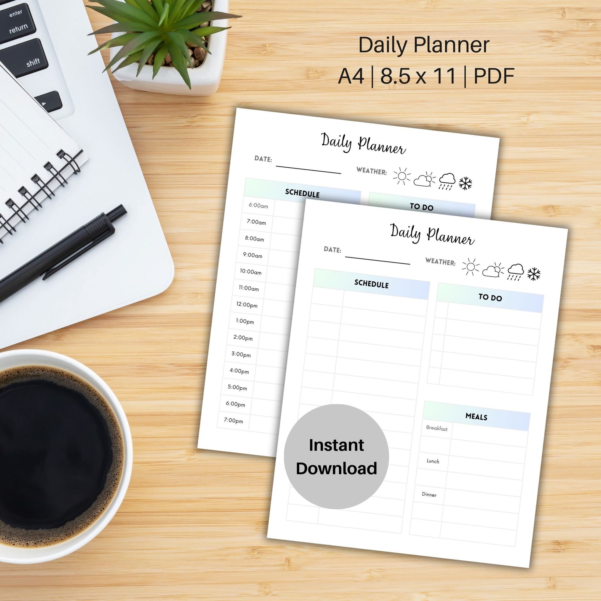 Undated Planner Printable, Monthly PDF, Planner Download, Single Page ...