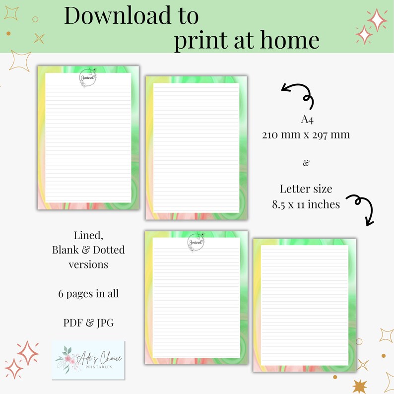 Printable Journal Pages, Lined Journal Pages, Writing Paper Download ...