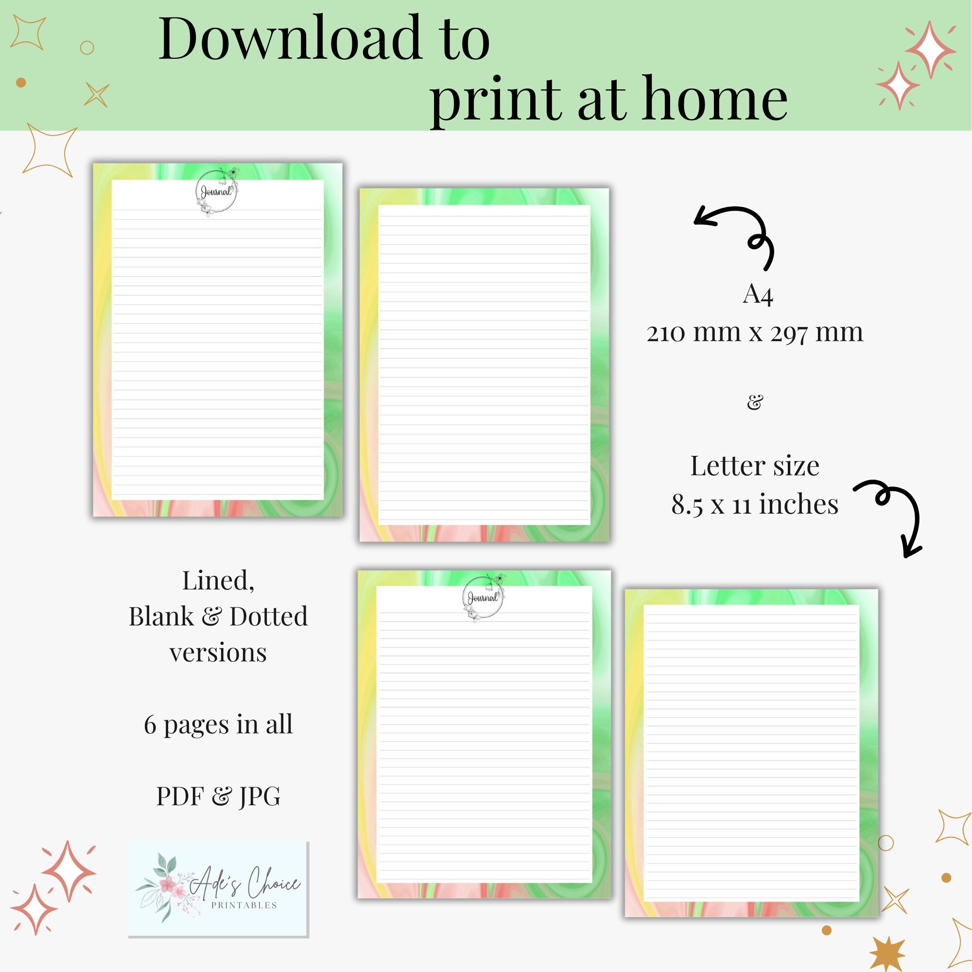 Printable Journal Pages, Lined Journal Pages, Writing Paper Download ...