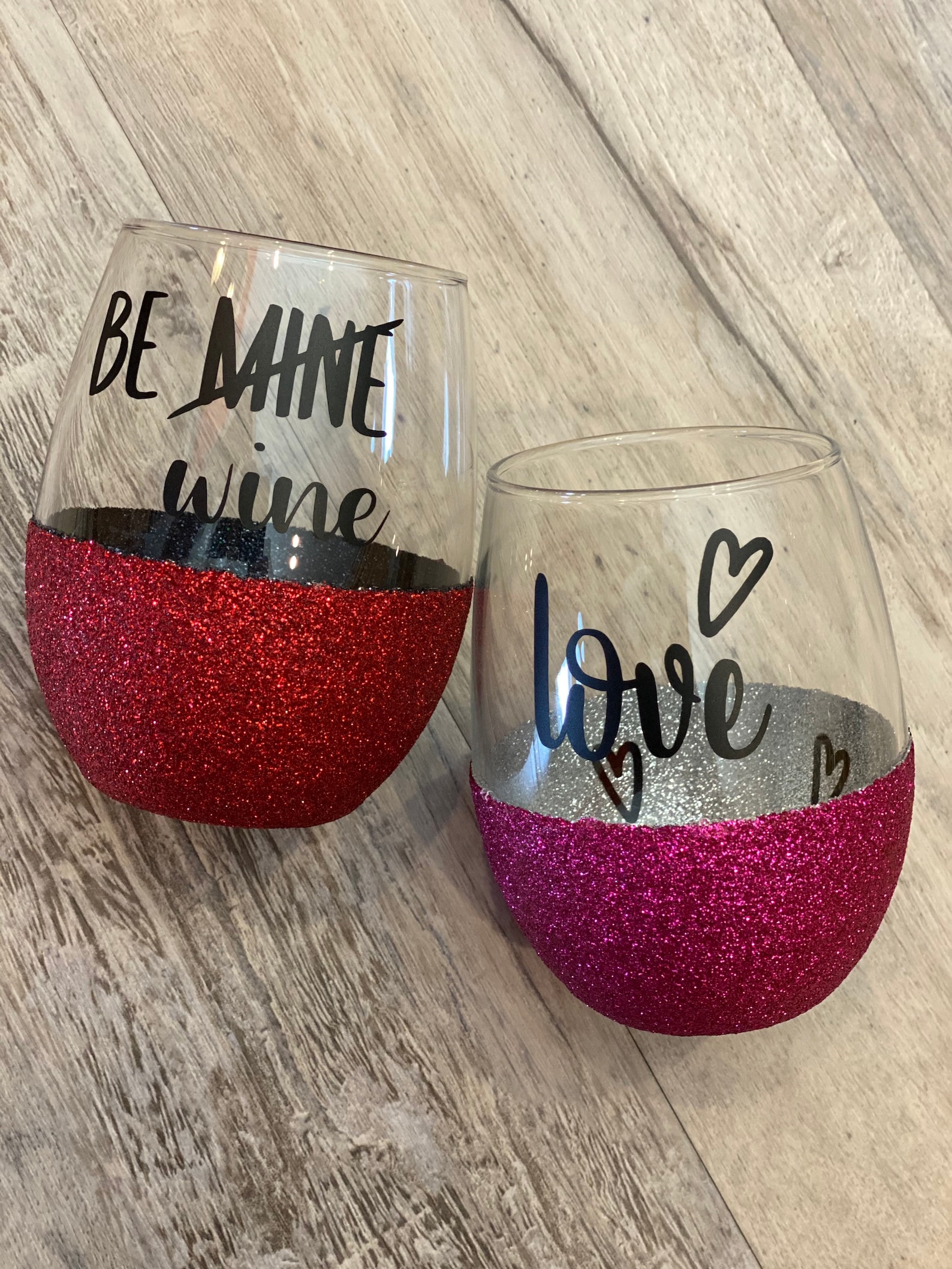 Be Mine/wine Peek-a-boo Stemless Wine Glass - Etsy