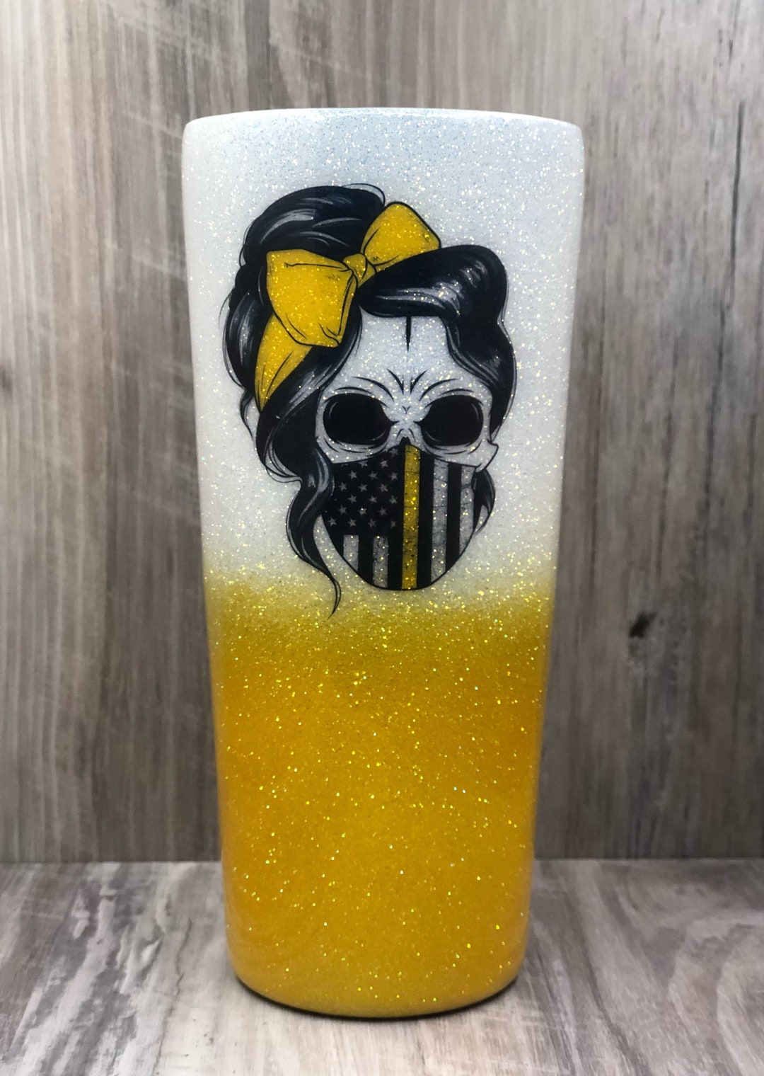Dispatcher Skull Girl Glitter Epoxy Tumbler | First Responder Epoxy ...