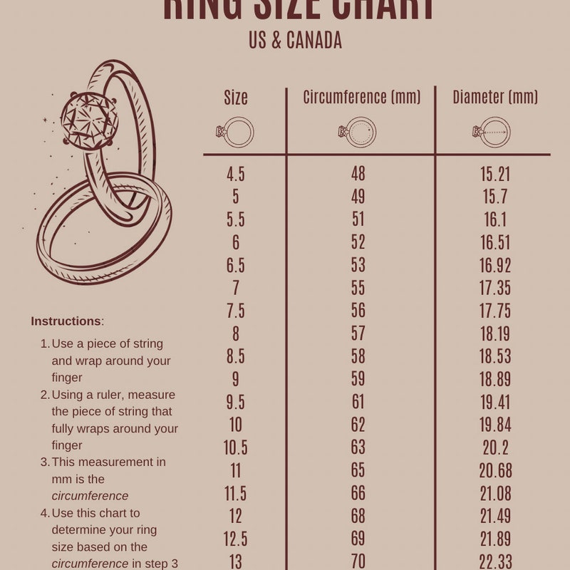 Ring Size Chart for Women - Etsy