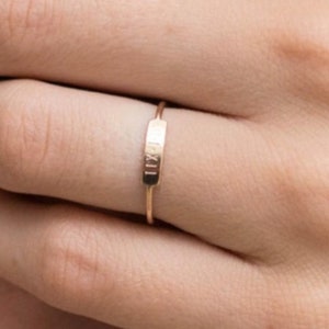 18K Gold Bar Stacking Ring, Personalized, Engravable - Etsy