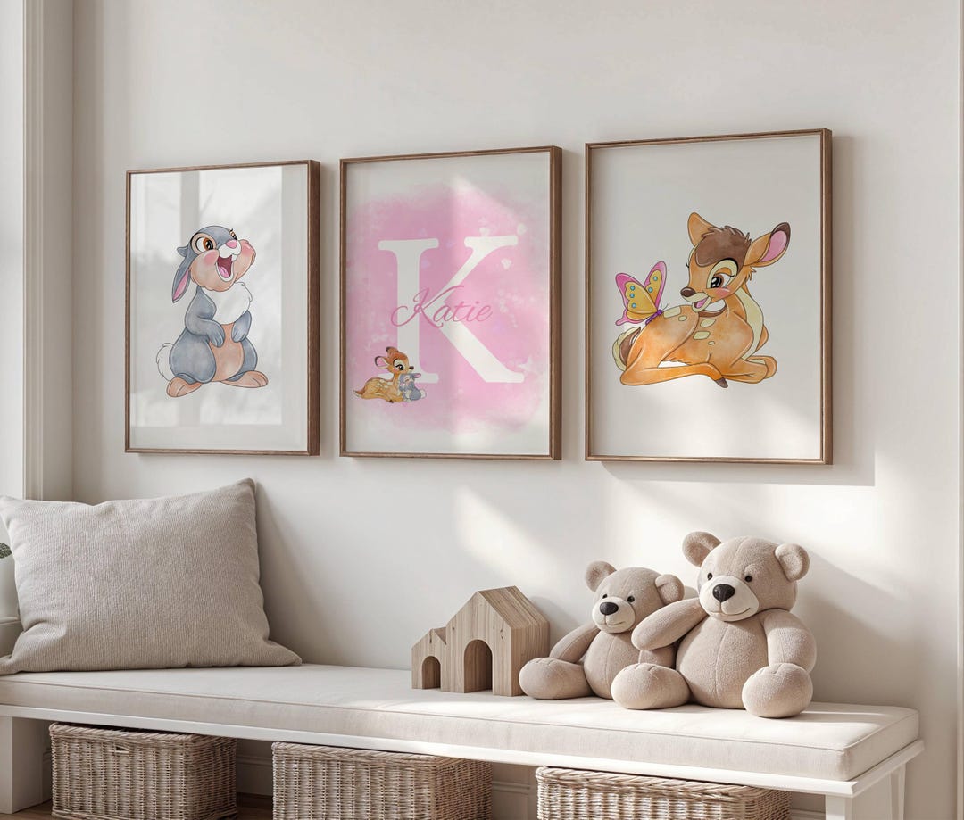 Bambi Nursery Prints Set of 3: Thumper, Custom Name (digital Download ...